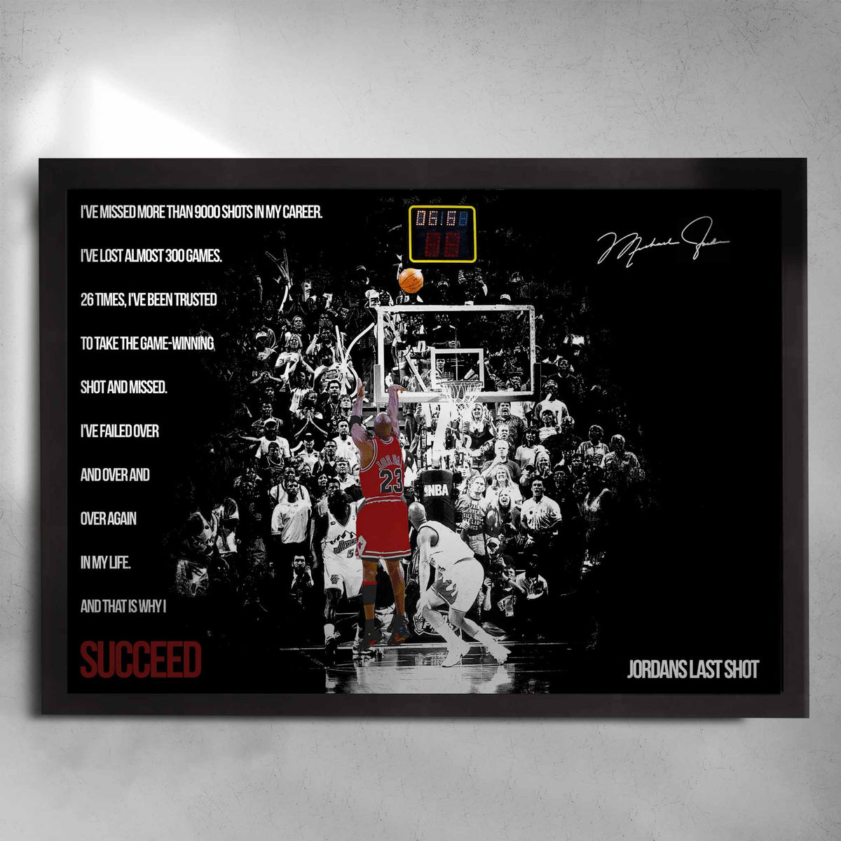 Michael Jordan Last Shot Poster – Framed Sports Art – Sports Cave